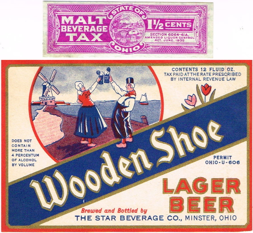 Item #110124 1933 Wooden Shoe Lager Beer Dupe Label OH75-10V1a
