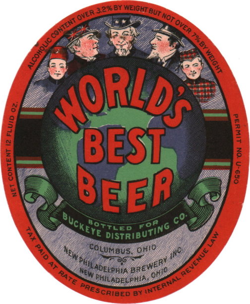 Item #92655 1933 World's Best Beer Label OH77-25V